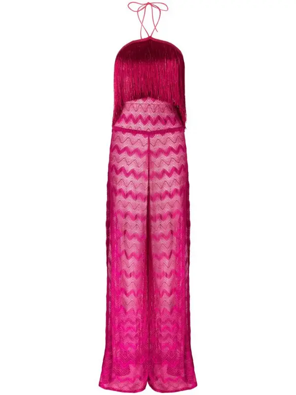 Missoni Lamé Fringe-detail Jumpsuit - Pink