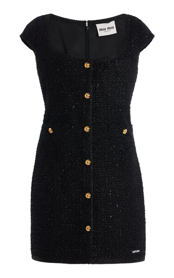 Miu Miu Lamé-bouclé Tweed Mini Dress