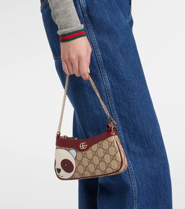 Gucci Gg Mini Panda Appliqué Shoulder Bag - Neutrals | Editorialist