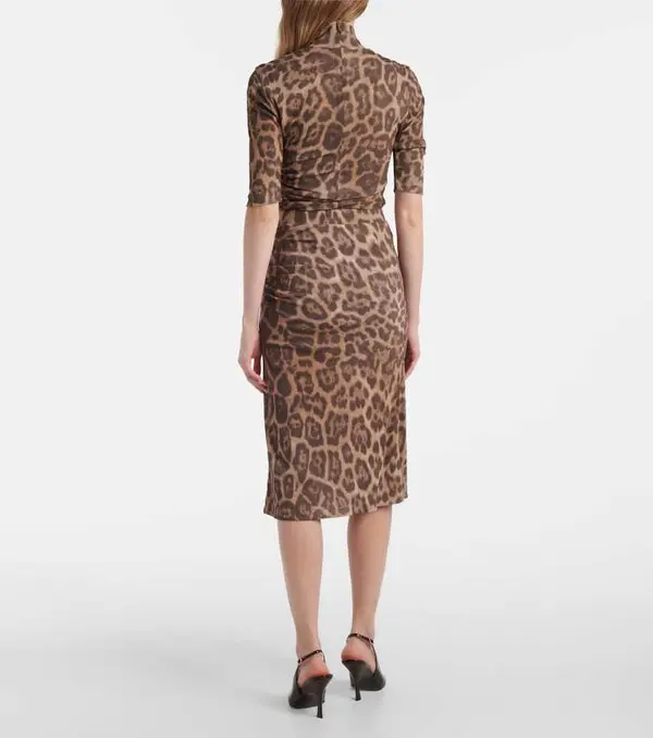 Stella McCartney Leopard-printed Ruched Midi Skirt
