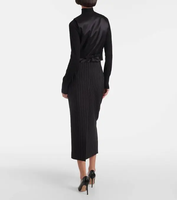 Wardrobe.NYC Pinstripe Wool Vest - Black