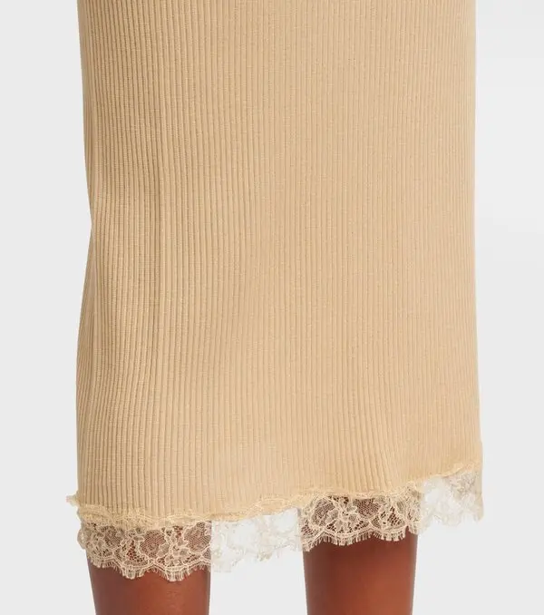 THE ROW Indira Lace-trimmed Midi Skirt