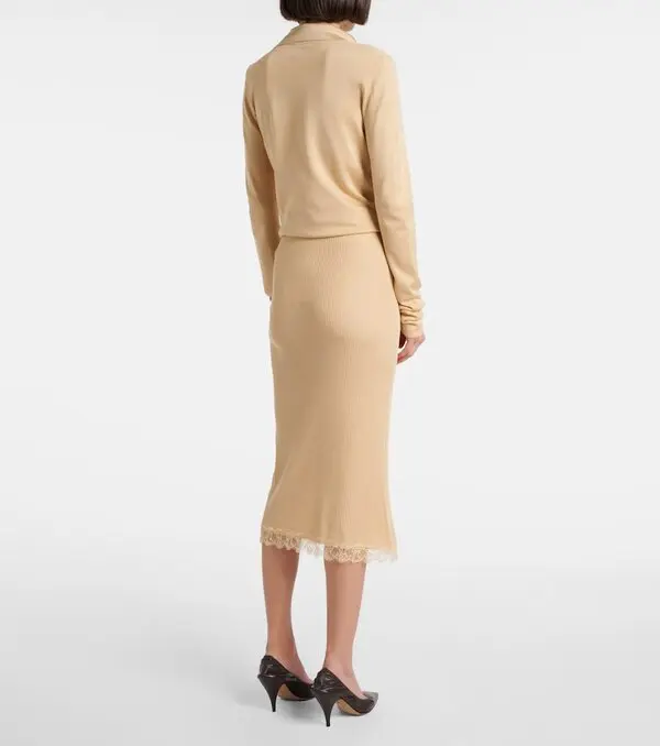 THE ROW Indira Lace-trimmed Midi Skirt