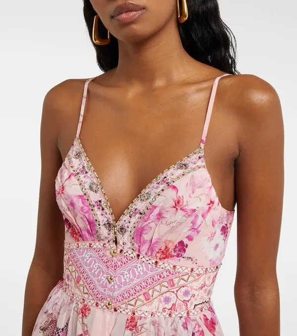 Camilla Gathered Floral Mini Dress - Pink | Editorialist