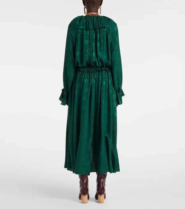 Chloé Ruffled Floral Silk Jacquard Midi Dress