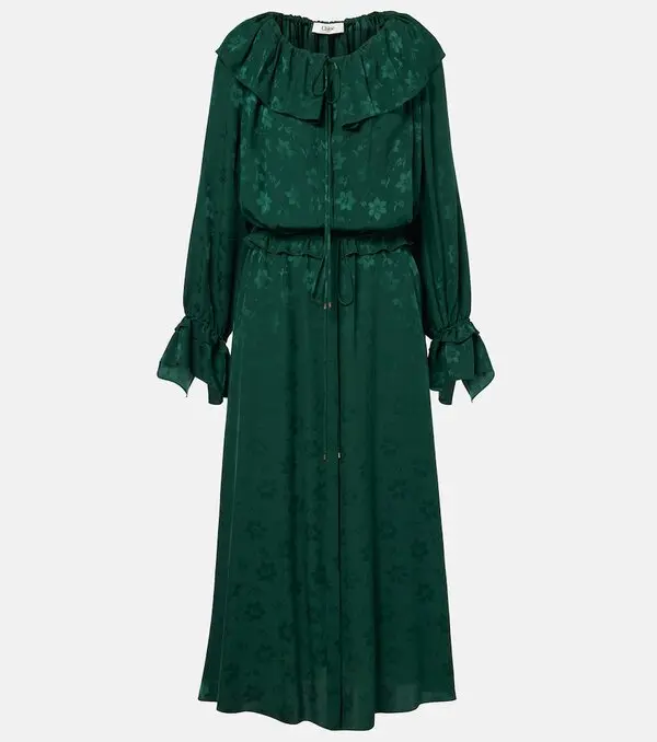 Chloé Ruffled Floral Silk Jacquard Midi Dress