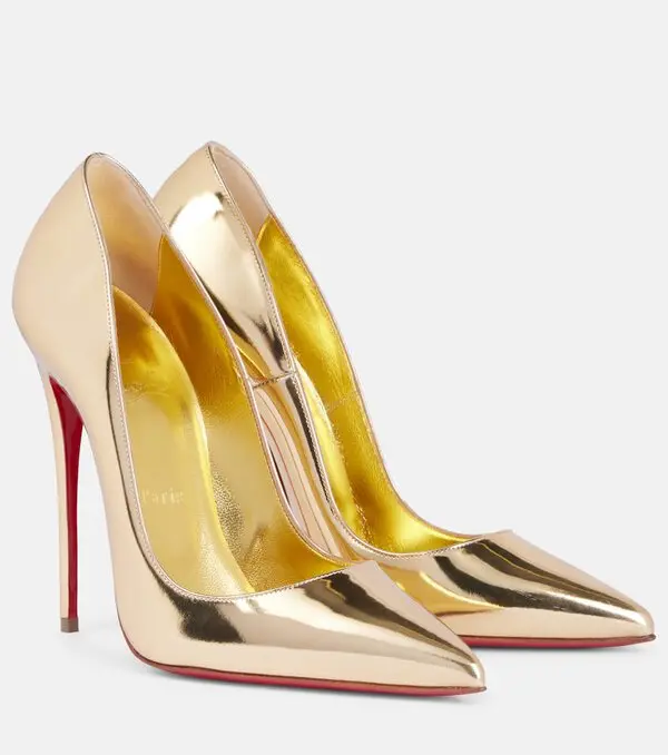 CHRISTIAN LOUBOUTIN Kate Max Mirrored Leather Pumps - Gold