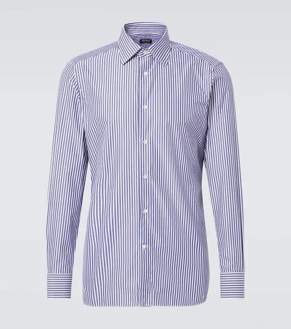 Zegna Striped Cotton Shirt - Blue