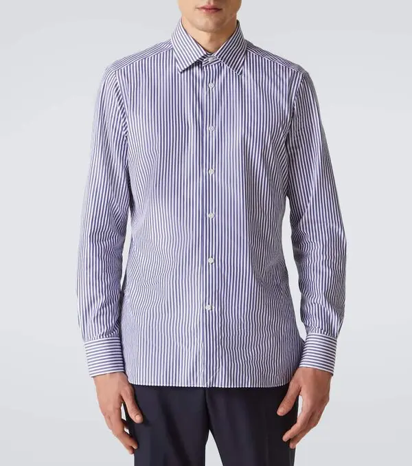 Zegna Striped Cotton Shirt - Blue