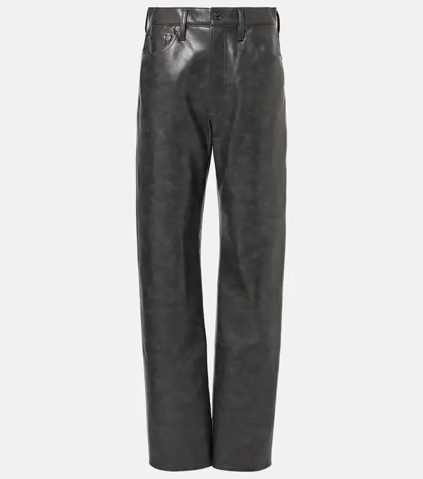 AGOLDE Kelly High-rise Straight Leather Pants - Black