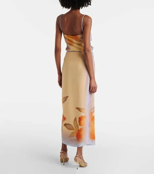 SIR. Floral Silk Crêpe Wrap Skirt