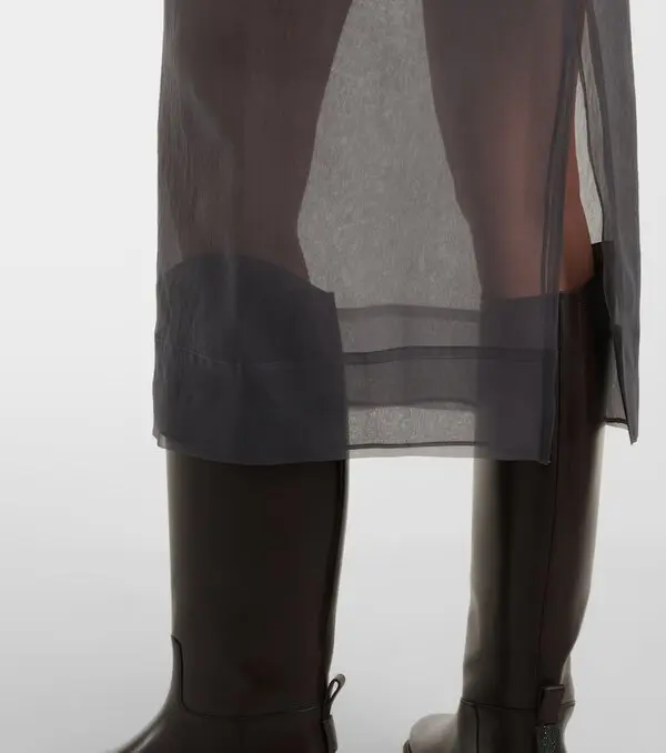 Brunello Cucinelli Sheer Silk Midi Skirt