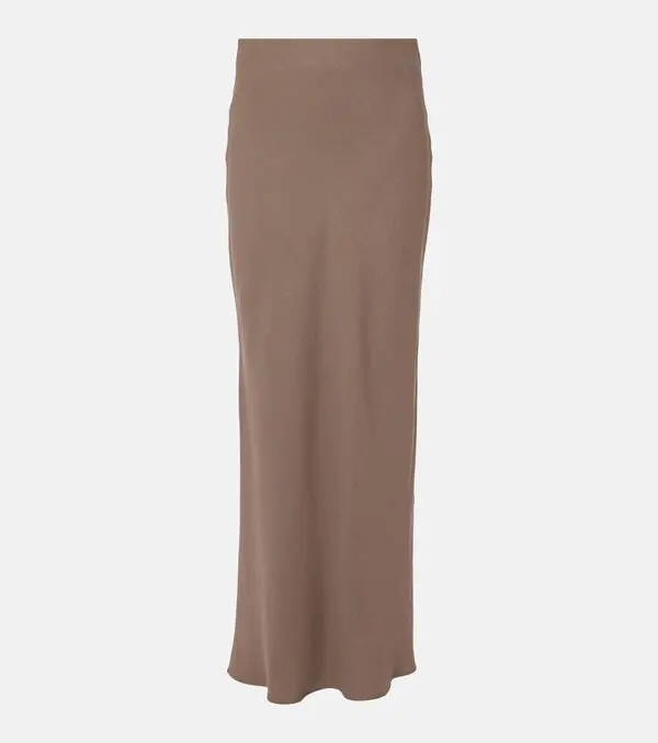 Brunello Cucinelli High-rise Twill Maxi Skirt - Brown