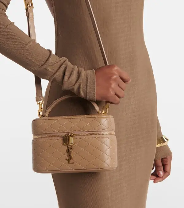 Saint Laurent Gaby Quilted Leather Vanity Bag - Brown
