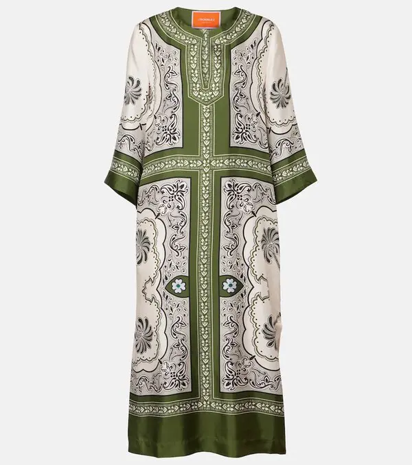 La DoubleJ Mirage Placee Printed Silk Twill Kaftan