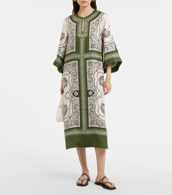La DoubleJ Mirage Placee Printed Silk Twill Kaftan