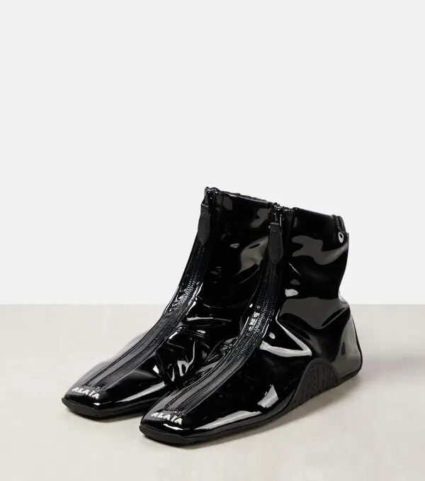 Alaïa Faux Patent Leather Ankle Boots