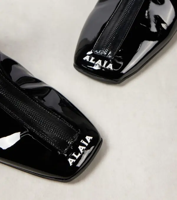 Alaïa Faux Patent Leather Ankle Boots