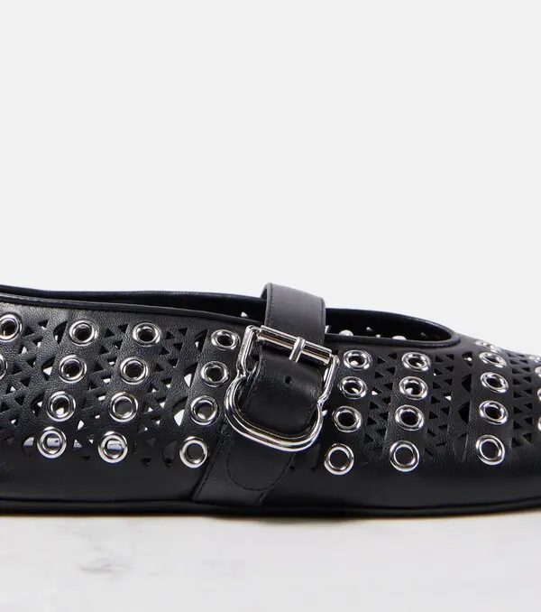 Alaïa Vienne Embellished Leather Ballet Flats