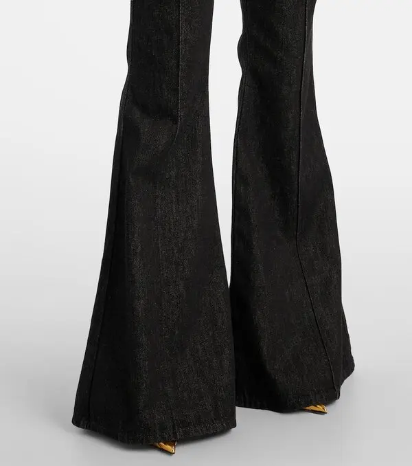 SELF-PORTRAIT High-rise Flared Jeans - Black