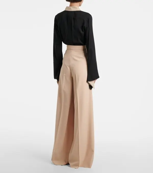 Max Mara Ninfa Wide-leg Wool Pants - Beige