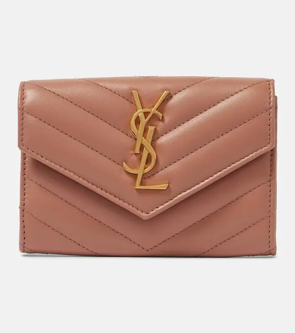 Saint Laurent Cassandre Quilted Leather Wallet - Pink