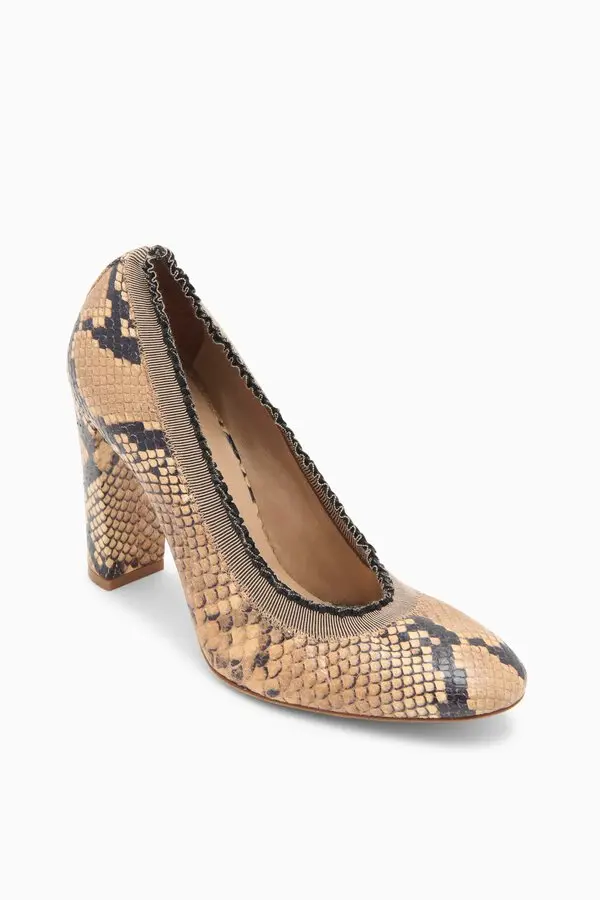 Ulla Johnson Elise Ruffle Python Embossed Pumps