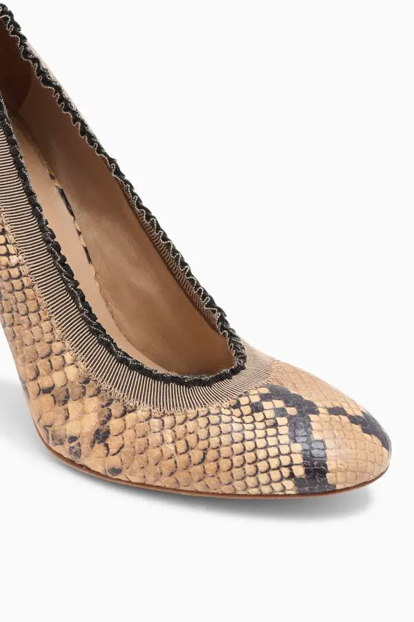 Ulla Johnson Elise Ruffle Python Embossed Pumps