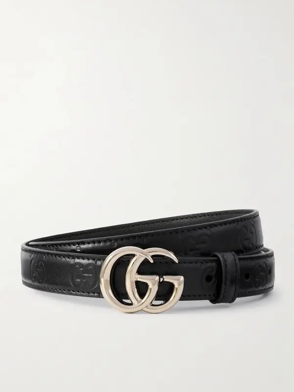 Gucci Gg Marmont 2.0 Debossed Leather Belt - Black