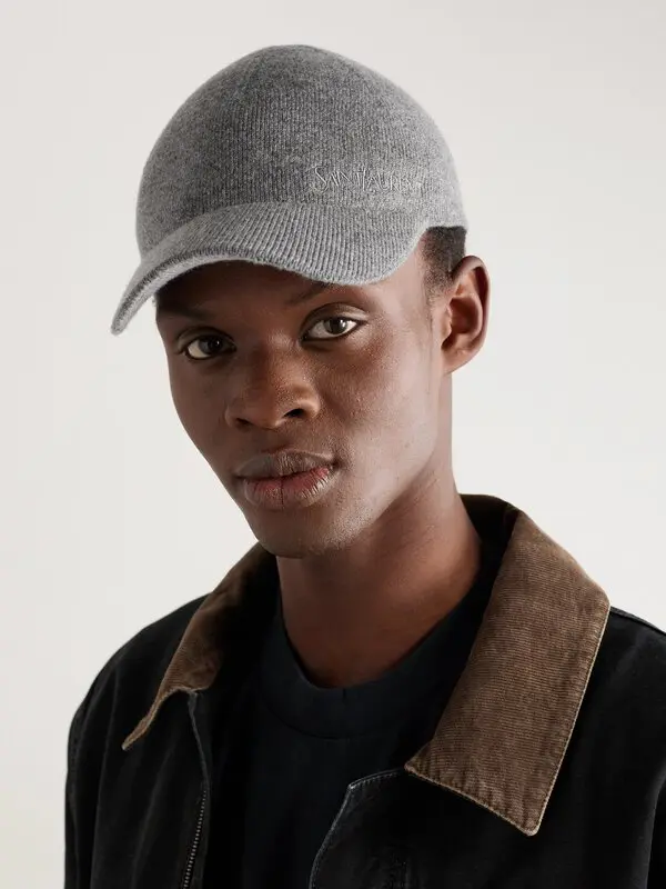 Saint Laurent Logo-embroidered Ribbed Cashmere Baseball Cap