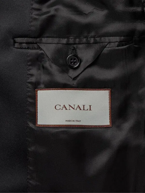 Canali Slim-fit Satin-trimmed Slubbed Wool And Silk-blend Tuxedo Jacket