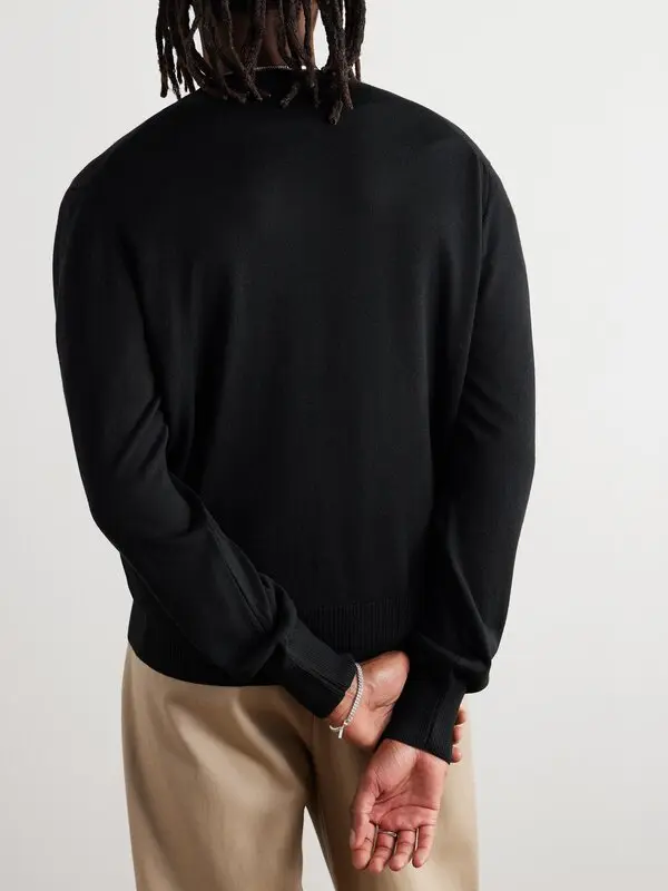 AMI Paris Slim-fit Logo-embroidered Merino Wool Cardigan