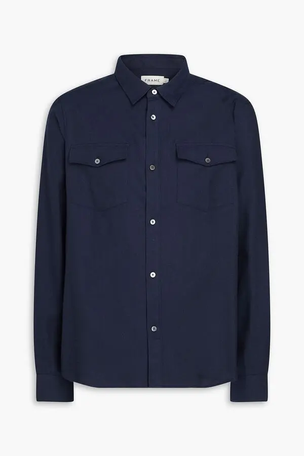 FRAME Cotton And Merino Woolblend Twill Shirt - Navy