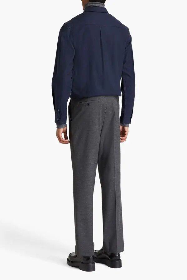 FRAME Cotton And Merino Woolblend Twill Shirt - Navy