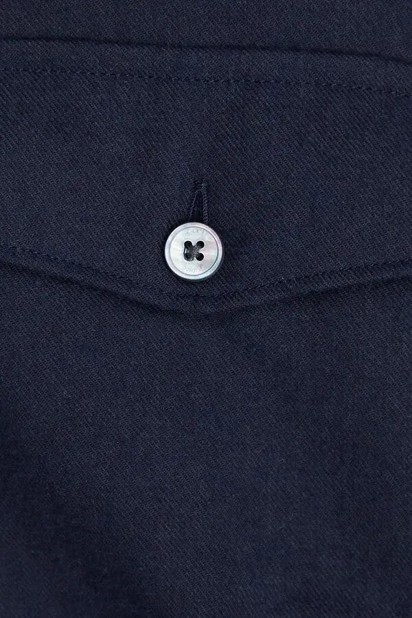 FRAME Cotton And Merino Woolblend Twill Shirt - Navy