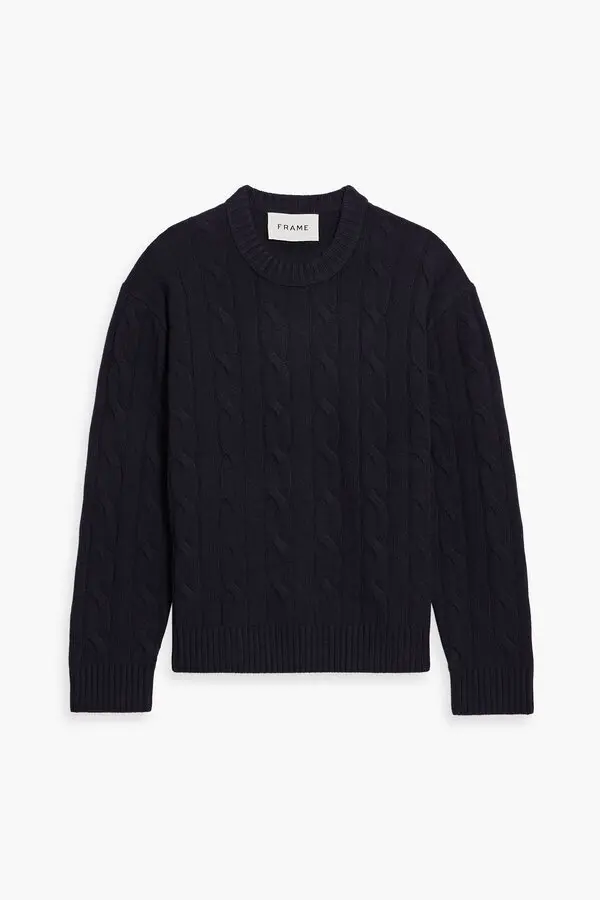 FRAME Cable-knit Cashmere Sweater - Navy
