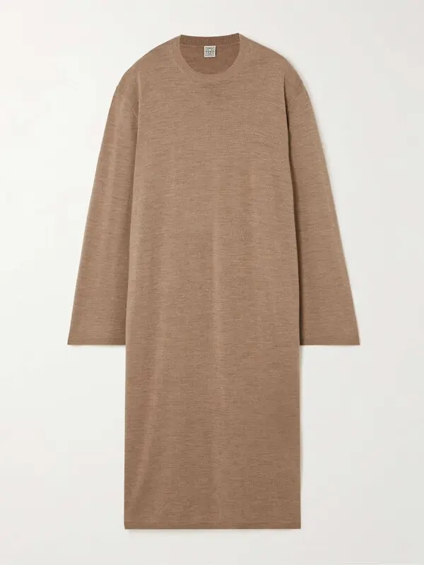 TOTEME Wool Midi Dress - Camel