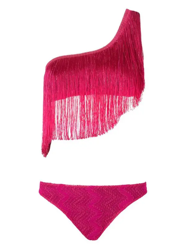 Missoni One-shoulder Fringed Bikini - Purple
