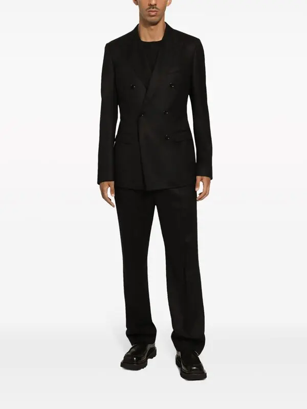 Dolce & Gabbana Double-breasted Virgin Wool Blazer - Black