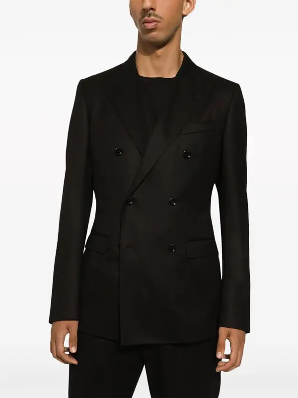 Dolce & Gabbana Double-breasted Virgin Wool Blazer - Black