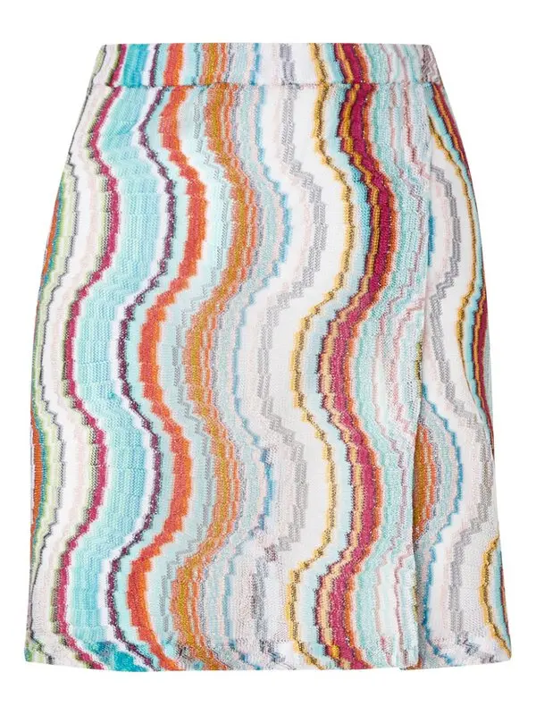 Missoni Lamé Wave-motif Mini Skirt - Blue