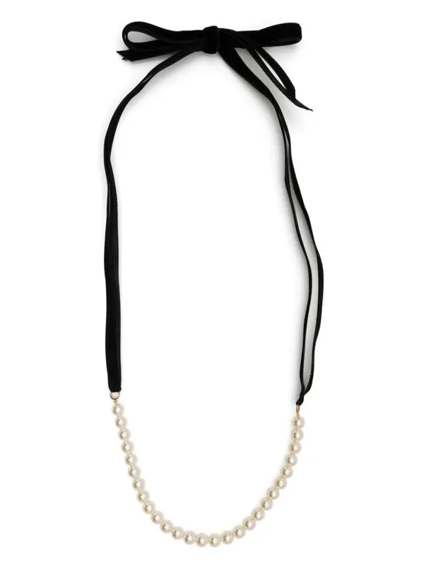 Jennifer Behr Pearl Ribbon Necklace In Black 40% Off Editorialist