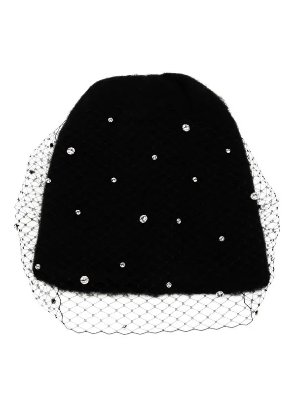 Jennifer Behr Jennifer Behr Crystal Voilette Beanie Jennifer Behr Knitted Beanie Hat - Black Hats, Accessories  main image 3