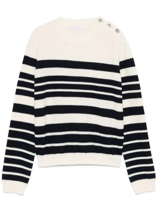 Patrizia Pepe Striped Crew Neck Sweater - Neutrals