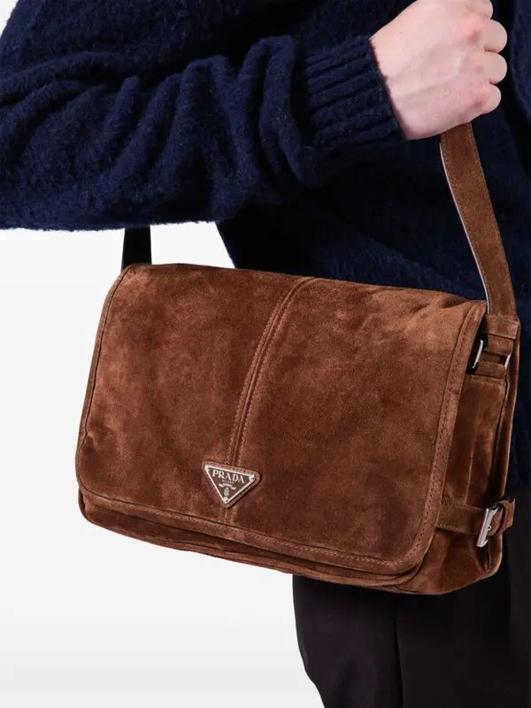Prada Suede Shoulder Bag - Brown