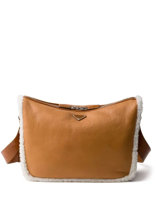 Prada Shearling Shoulder Bag - Brown