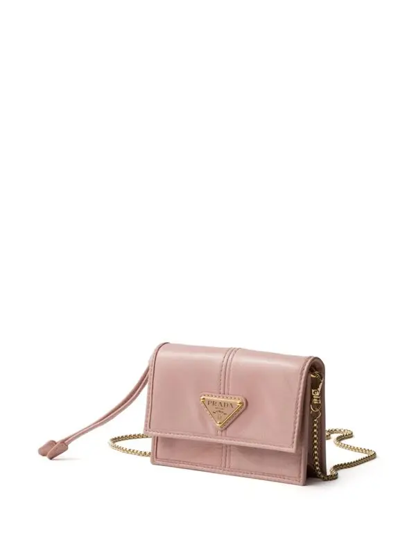 Prada Leather Card Holder With Shoulder Strap