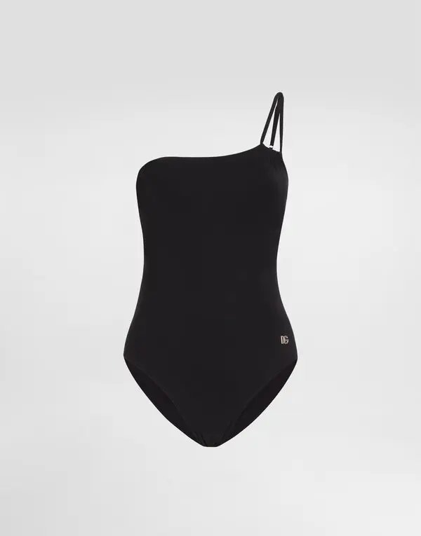 Dolce & Gabbana One-shoulder One-piece Swimsuit - Black
