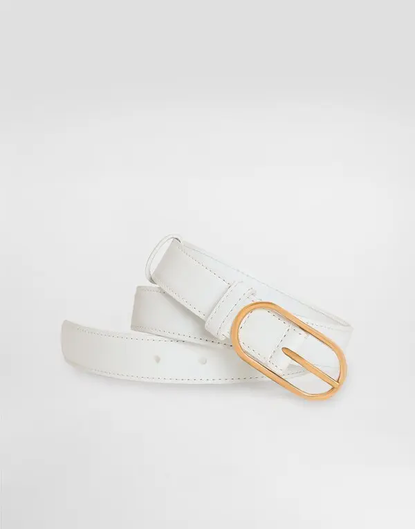 Dolce & Gabbana Calfskin Belt - White