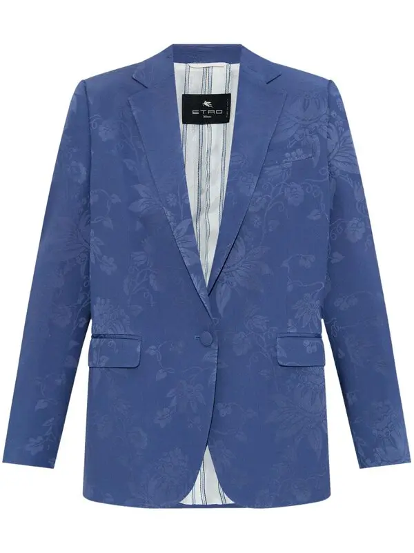 Etro Floral-jacquard Blazer - Blue